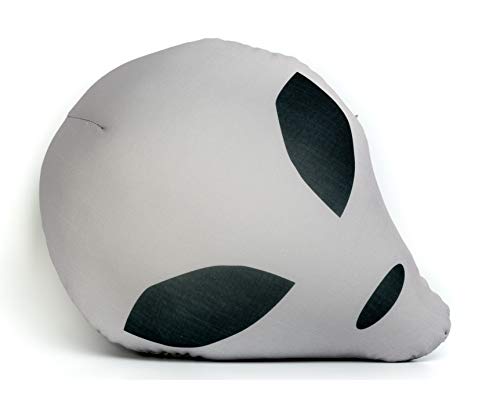 Mushy Pillows Grey Alien Head Soft Support Microbead Throw Cushion for Sci-fi Flying Saucer E.T. Fan Grey