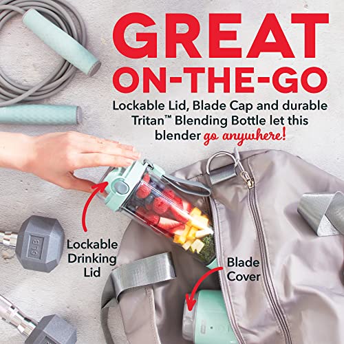 Dash 16 oz Personal USB Bottle Blender with Travel Lid and Charging Cord, Single-Serve Smoothie and Juice Maker, Aqua