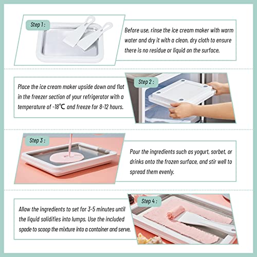 Instant Ice Cream Maker, Rolled Ice Cream Maker, Instant Gelato Pan/Roll, Homemade DIY Ice Cream for Fun Parent-Child Activities for Families White