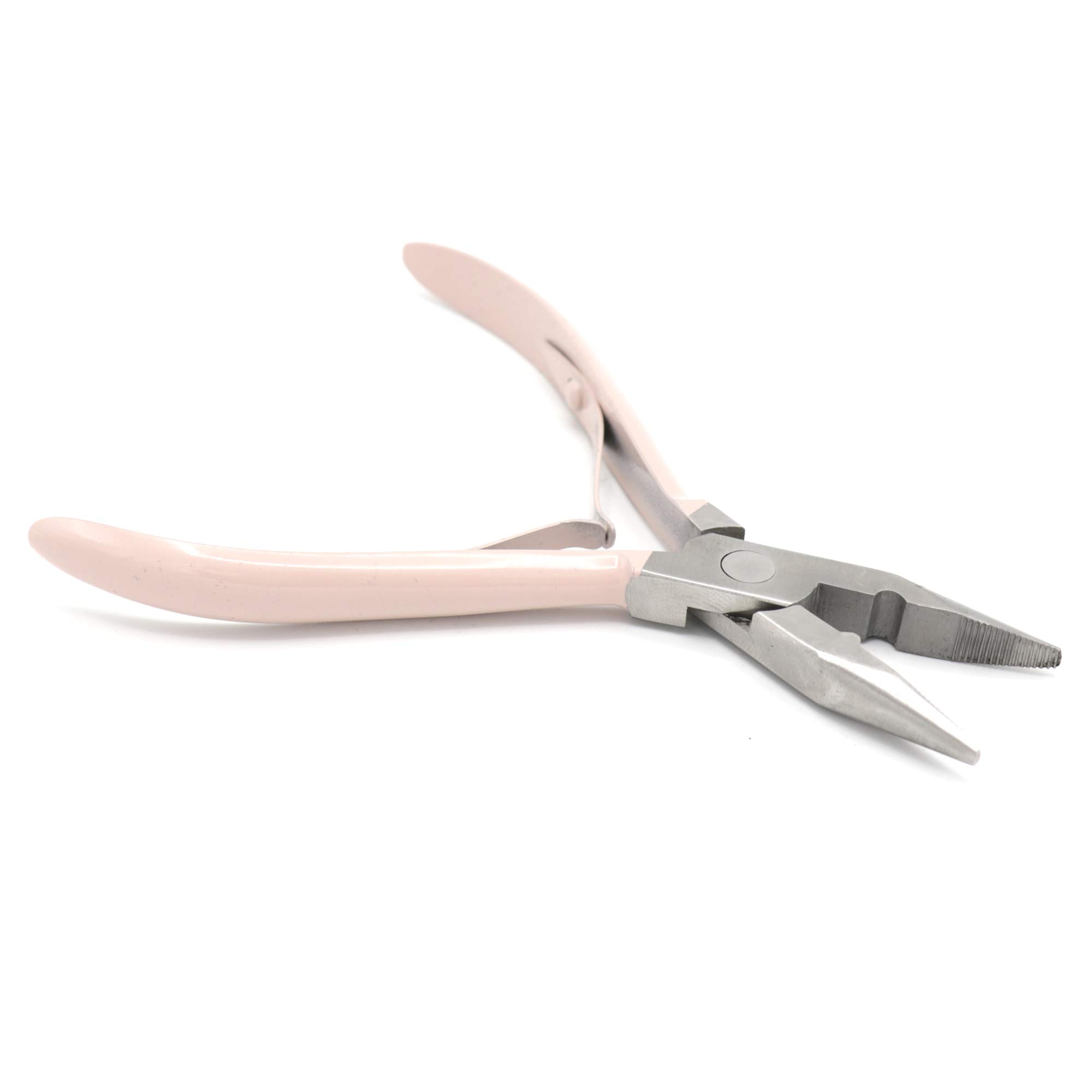 Professional Hair Extension & Beading Tool Kit Remove Plier Set for beads (4 Piece) I-Link Micro Ring Loop Needle Pulling Hook Threader Wire for Silicone Rings (Tea Pink)