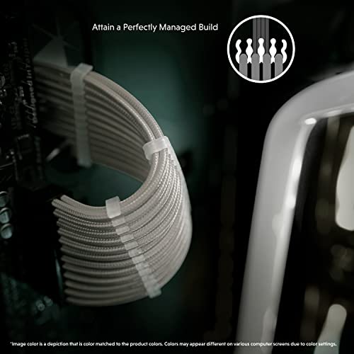 LINKUP - AVA 30cm EPS 8P(4+4) CPU ATX Motherboard PSU Power Supply Braided Sleeved Custom Mod PC Extension Cable w/Combs | Strong & Stiff Design | Single Pack | 300mm - White
