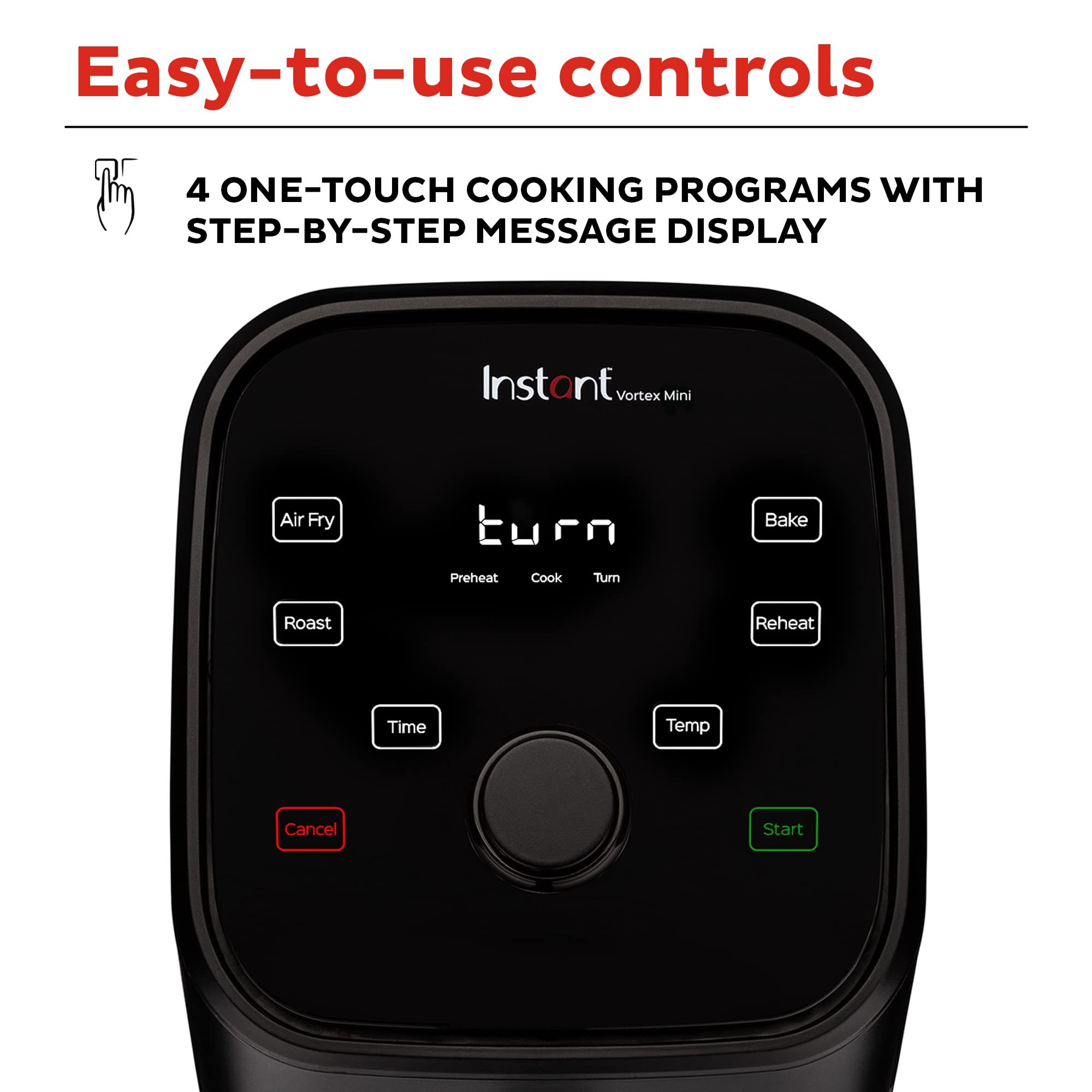 Instant Pot Vortex 4-in-1, 2-quart Mini Air Fryer Oven Combo with Customizable Smart Cooking Programs, Nonstick and Dishwasher-Safe Basket, Includes Free App with over 1900 Recipes, Black