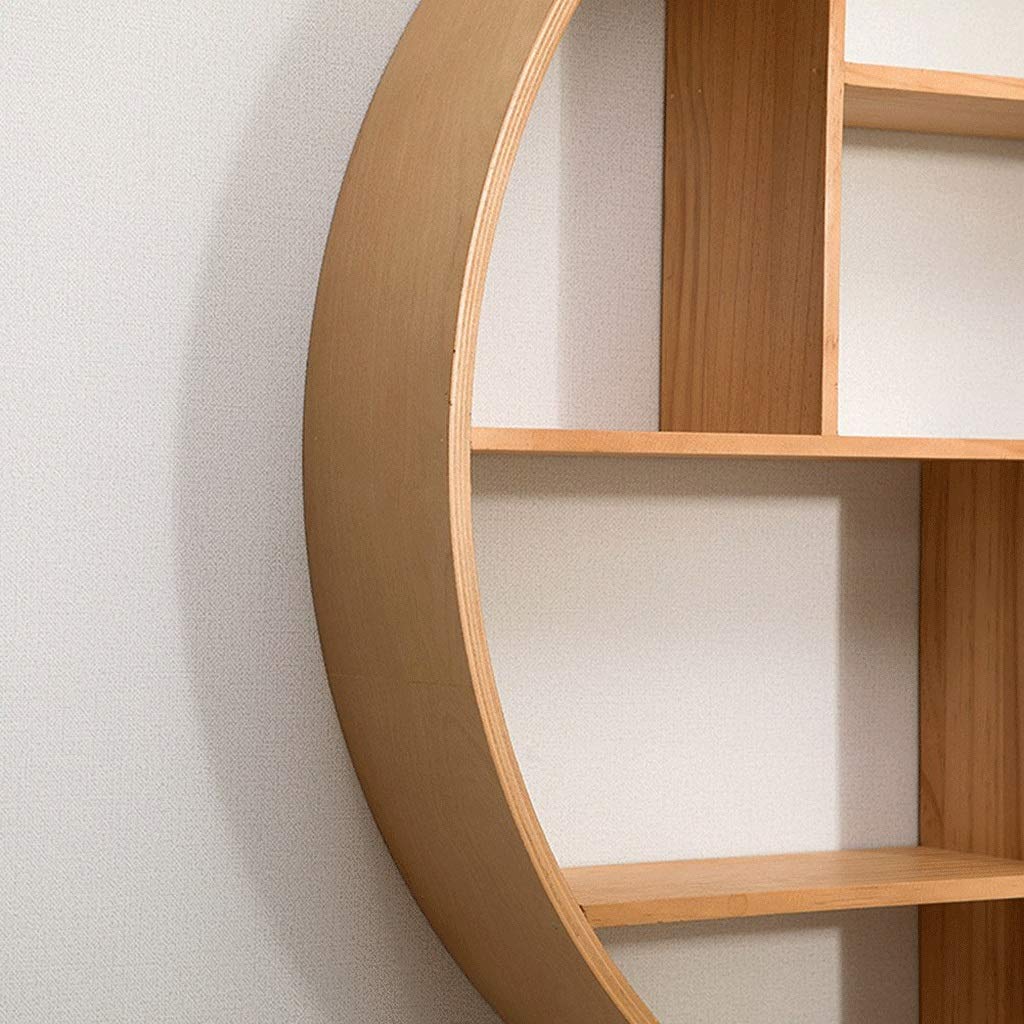 LLRYN Round Wooden Wall Shelf Racks Antique Wood Floating Shelves, Bedroom Decorative Wall Shelves, Living Room, Bathroom, Kitchen, Office, etc.