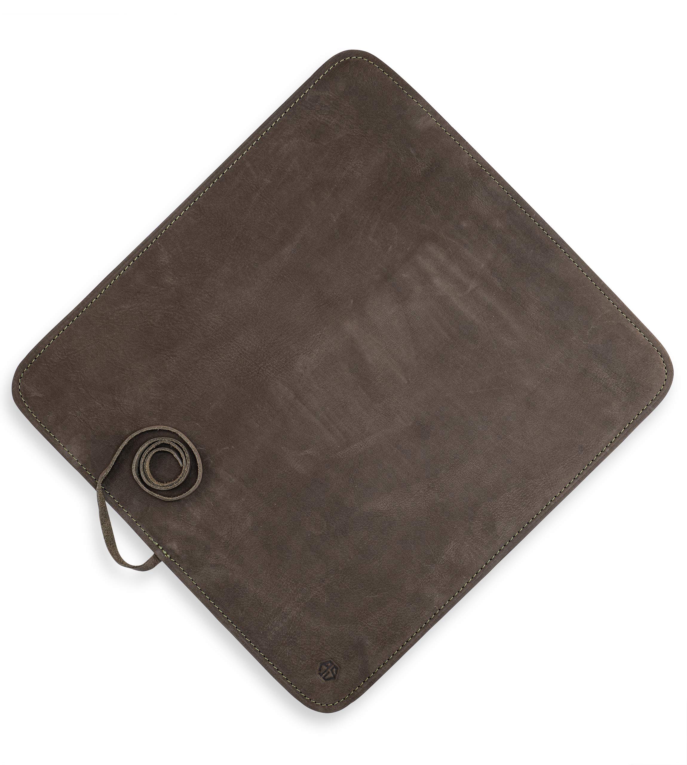 Angus Stoke Knife Bag for Chefs–knife Roll Bag leather 7 slots – Leather Knife Case Noah (green-olive)