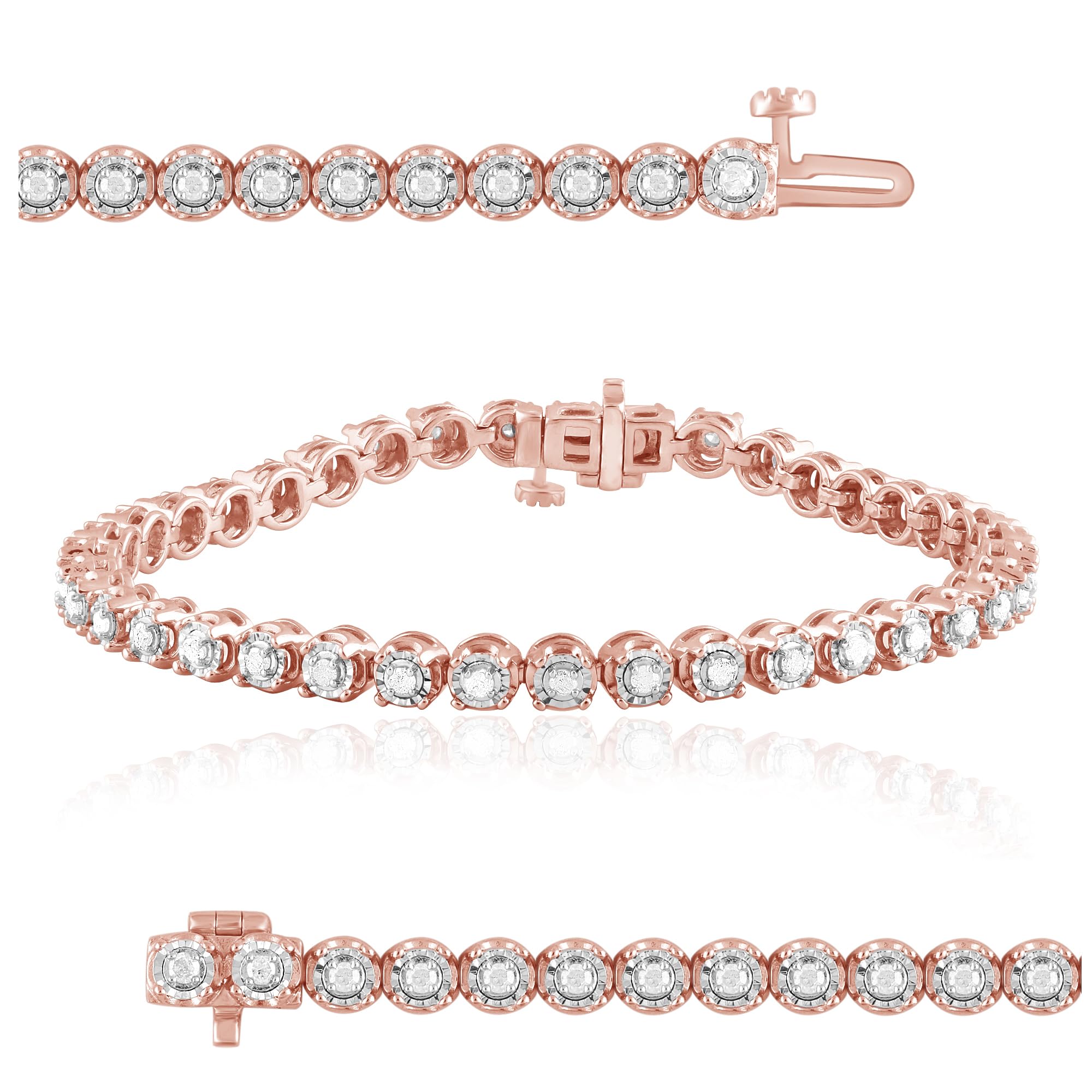 Beyond Brilliance 1.00 Carat Round Natural Diamond Bracelets for Women | Sterling Silver Tennis Bracelet | Fine Jewelry for Her | Timeless Design | Gift Box Included