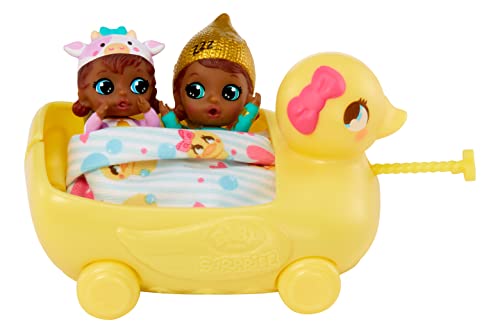 Baby Born Mini Babies Playset β Unwrap Surprise Twins or Triplets Collectible Baby Dolls with Soft Swaddle, Blanket, Ducky Pull Toy Series 3 Multicolor