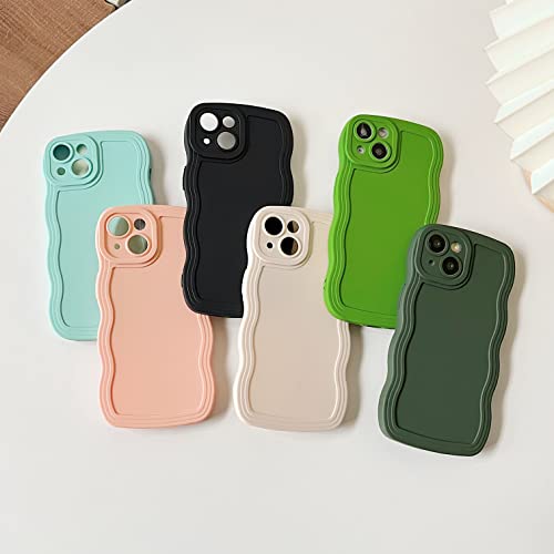 Caseative Solid Color Curly Wave Frame Soft Compatible with iPhone Case (White,iPhone 13 Pro Max)