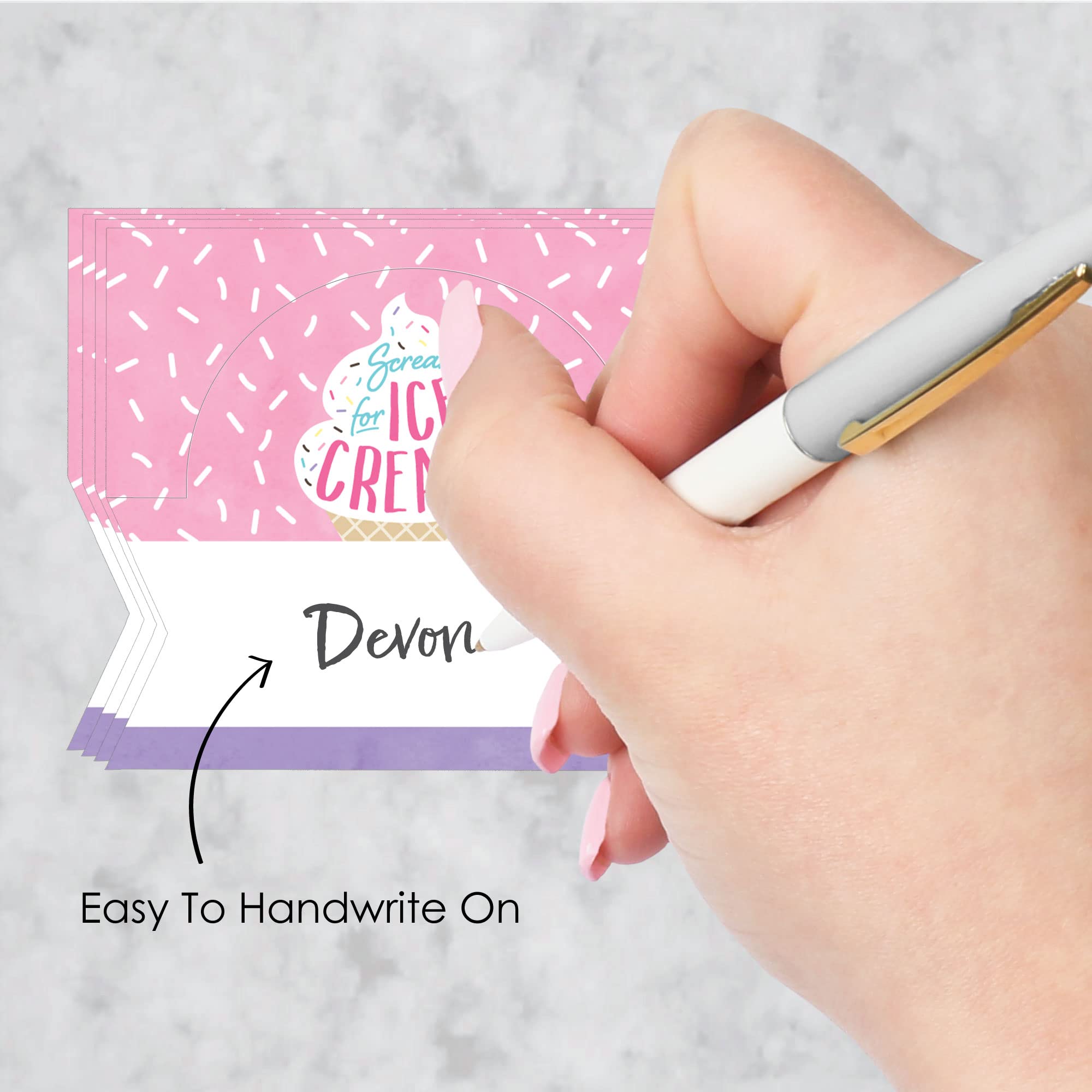 Big Dot of Happiness Scoop Up the Fun - Ice Cream - Sprinkles Party Tent Buffet Card - Table Setting Name Place Cards - Set of 24