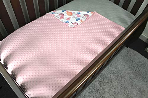 Top Tots Baby Blanket - Rain Clouds and Balloons with Pink Minky Dot