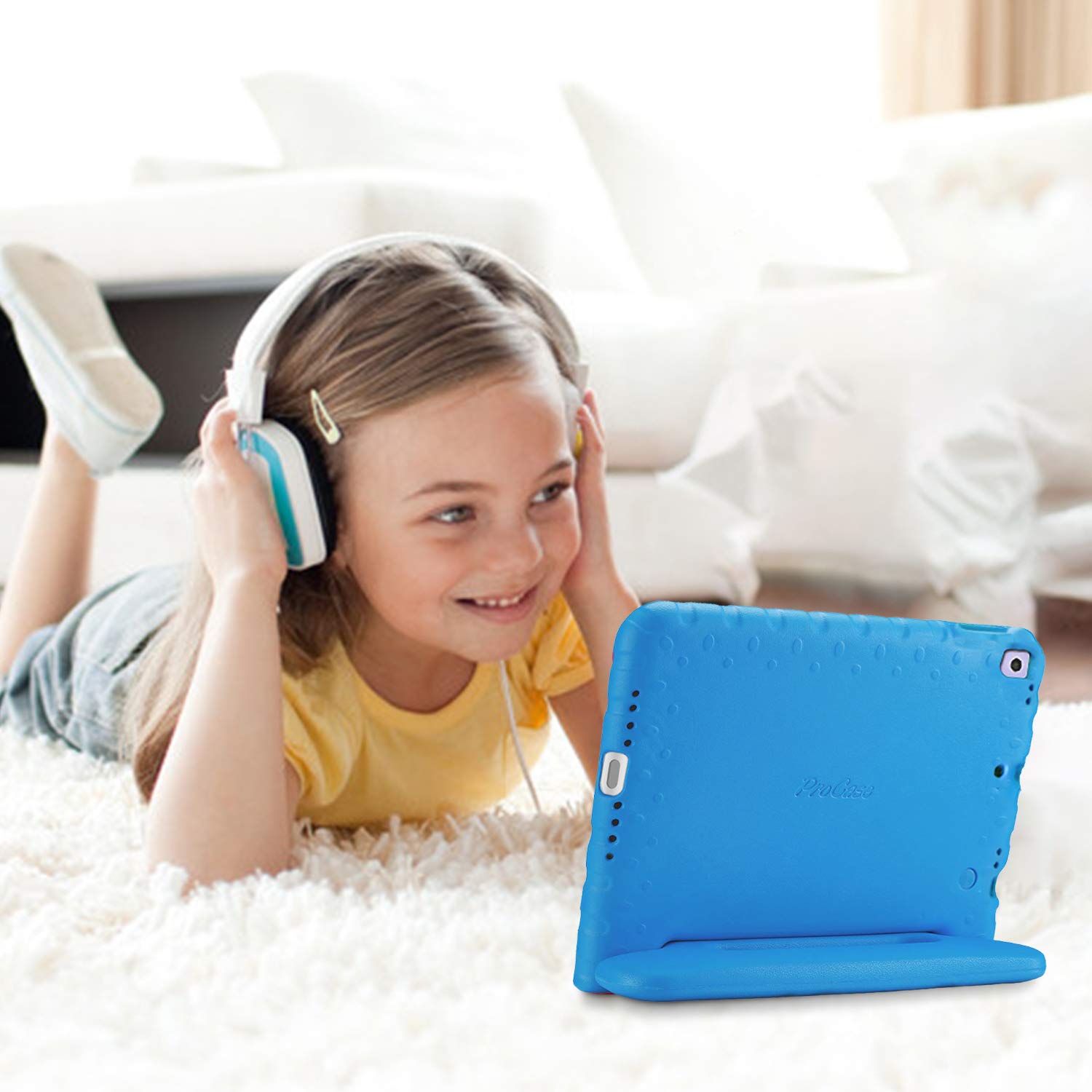 ProCase Kids Case for iPad 9th Generation/iPad 8/iPad 7, iPad 10.2 Case 2021 2020 2019/iPad Air 10.5/iPad Pro 10.5 Kids Case, Shockproof Lightweight Case with Convertible Handle-Blue