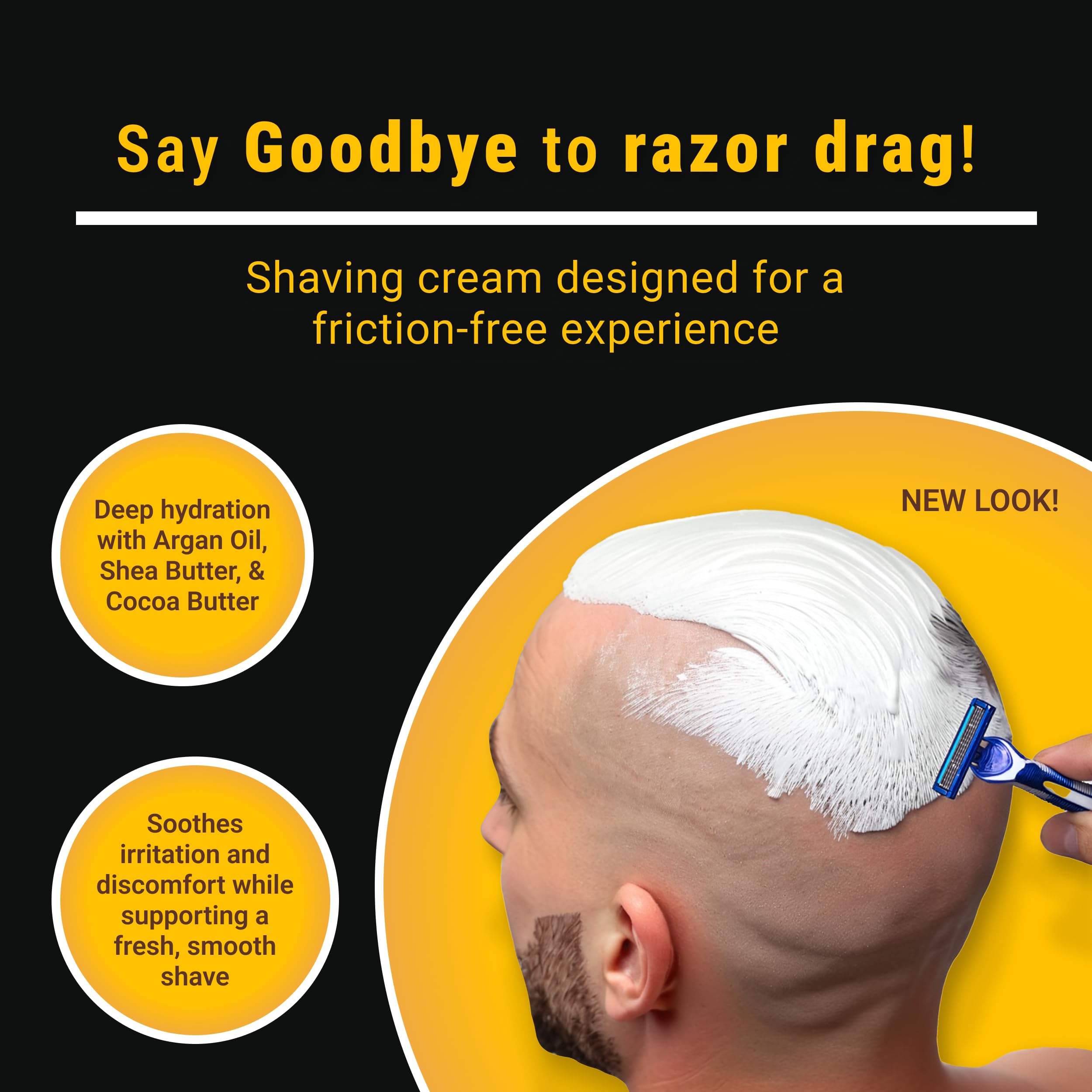 Dare 2B Bald Moisturizing Shave Cream with Argan Oil, Shea Butter, Cocoa Butter & Tea Tree Oil | Bald Head Shaving Cream | Rich Hydration for a Smooth Shave | Head Shaving Cream for Bald Men- 5.0 OZ
