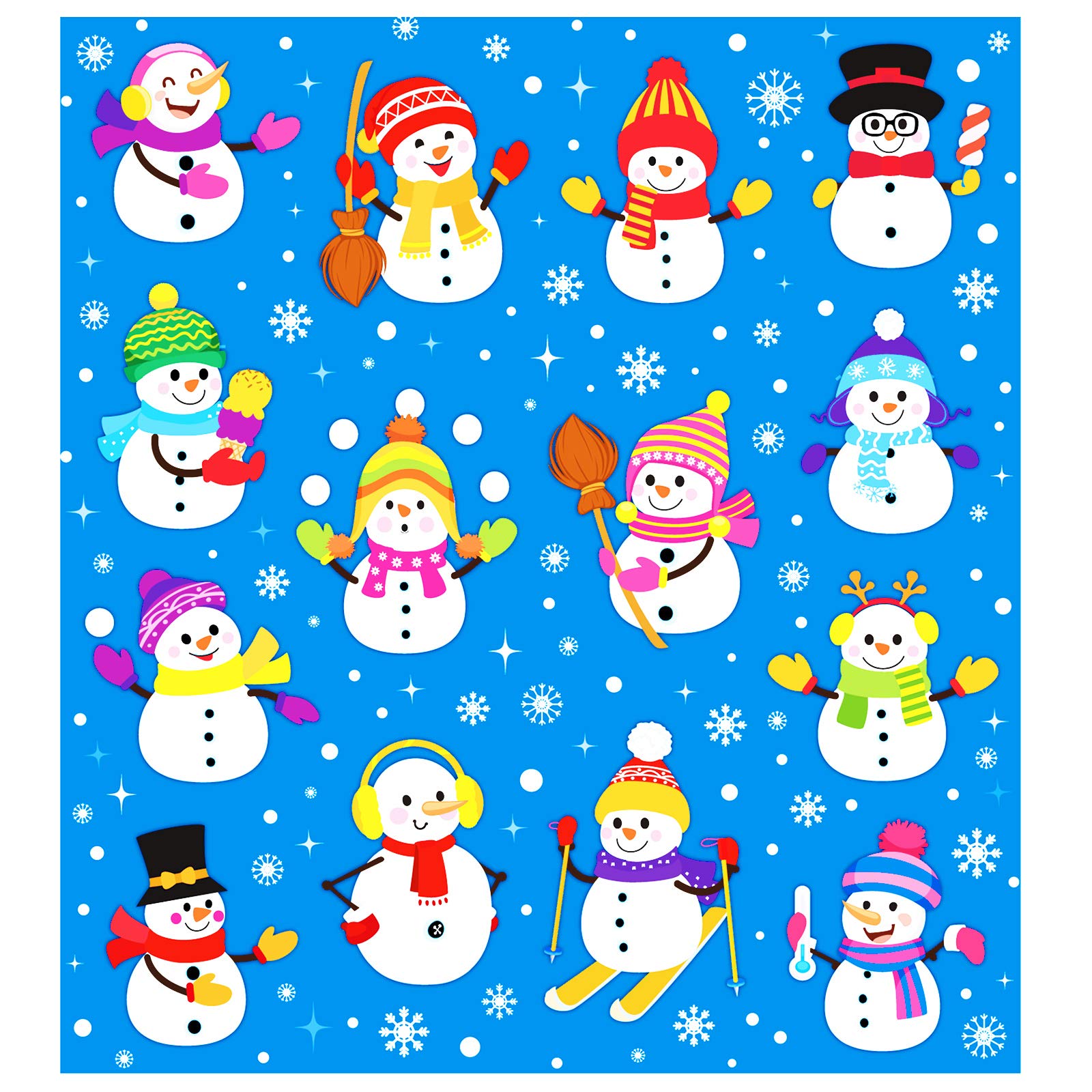 Zonon 112 Pieces Snowman Stickers Winter Snowflake Snowman Holiday Stickers for Teachers Kids Classroom Party Favor, 14 Styles