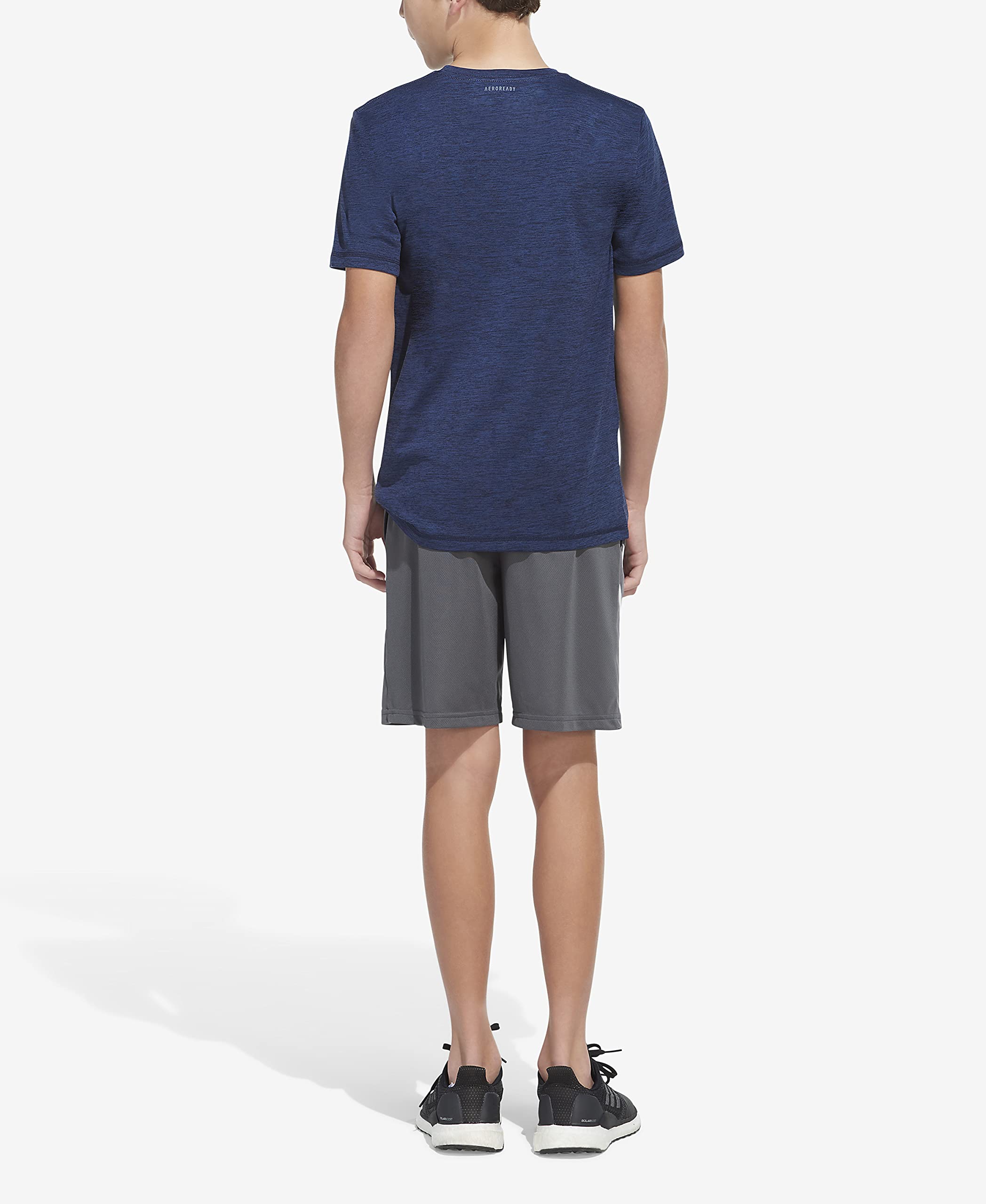 adidas boys Short Sleeve Moisture-wicking Boss Logo T-shirt T Shirt, Navy, 4-8 Years US