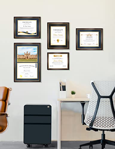 Annecy 11x14 Picture Frame Black, Diploma Frame for Wall or Desktop Decoration, 11x14 frame with mat for 8.5x11 Certificate, College Degree Frame with Tempered Glass and Velvet Back Panel(1 Pack)