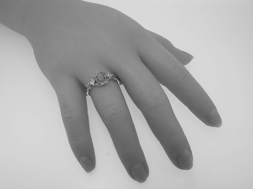 925 Sterling Silver Natural Turquoise & Diamond Womens Engagement Ring - Size 4.5 (0.07 cttw, H-I Color, I2-I3 Clarity)