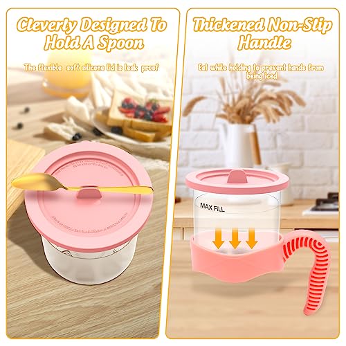 Benewid Creami Pints and Lids - 4 pack, Creami Pint Containers Compatible with Ninja Ice Cream Makers NC301 NC300 NC299AMZ CN305A CN301CO Series, 16oz Dishwasher Safe Ice Cream Pints with Handle