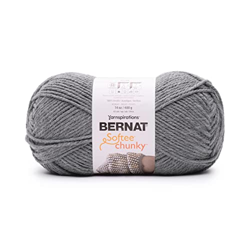 Bernat Softee Chunky BB True Gray Yarn - 1 Pack of 14oz/400g - Acrylic - #6 Super Bulky - 431 Yards - Knitting, Crocheting & Crafts