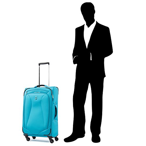 Atlantic Luggage Ultra Lite Softside Expandable Spinner, Turquoise Blue, Checked Medium 25-Inch