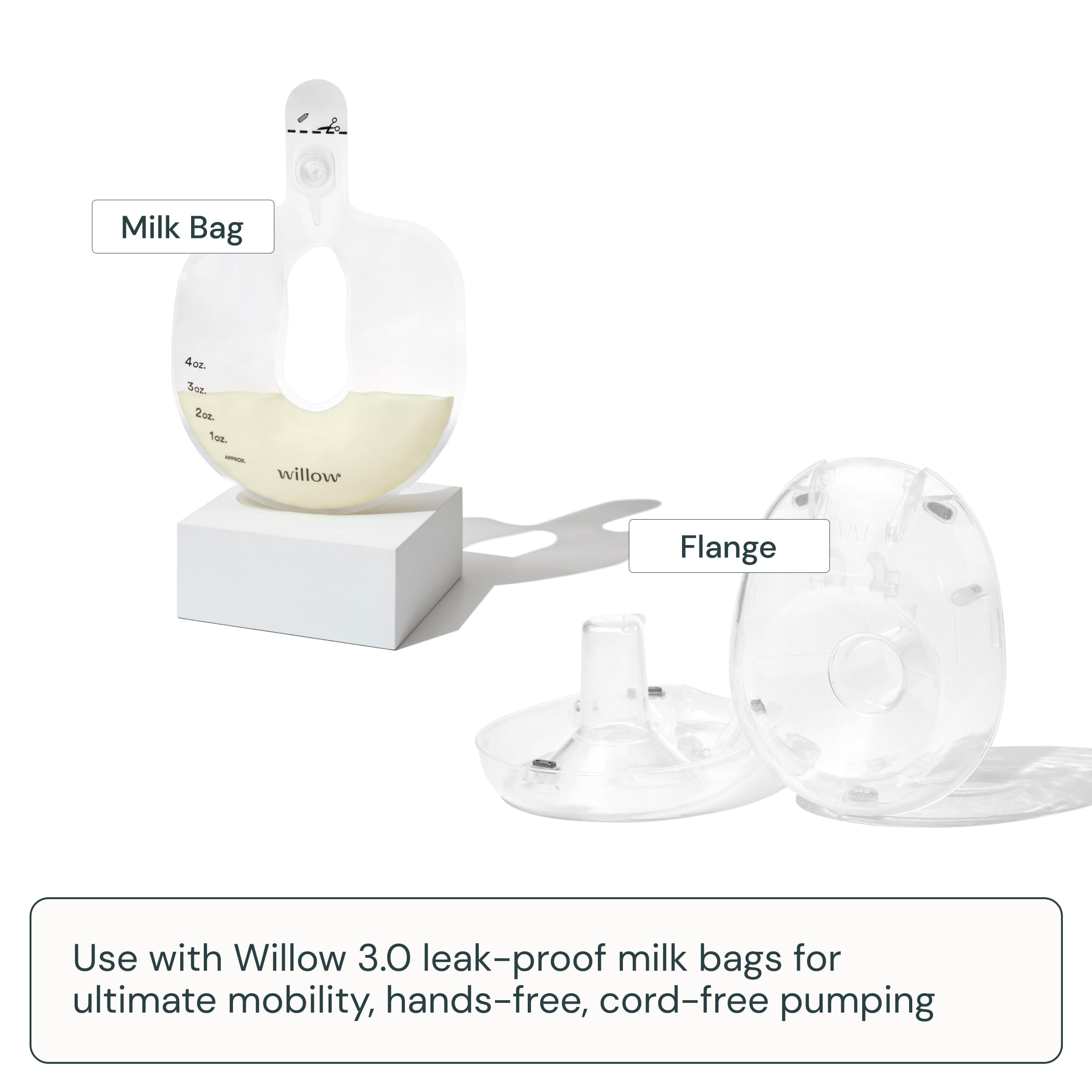 Willow 360 Breast Pump Flanges, 2-Count - 21mm Breast Shield - for Willow 360 or 3.0 Wearable Breast Pump, Hands-Free for Leak Proof Breast Pumping with The Willow Milk Bags