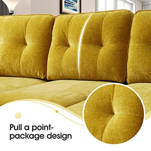 ASHOMELI Sectional Sofa Couch with Chaise,Modern Linen Fabric L-Shaped Couch 3-Seat Sofa Sectional,Suitable for Living Room, Apartment, Small Space