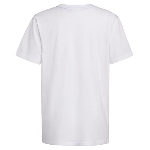 adidas Boys' Little Short Sleeve Cotton Camo BoS Logo T-Shirt, White with Blue, 5