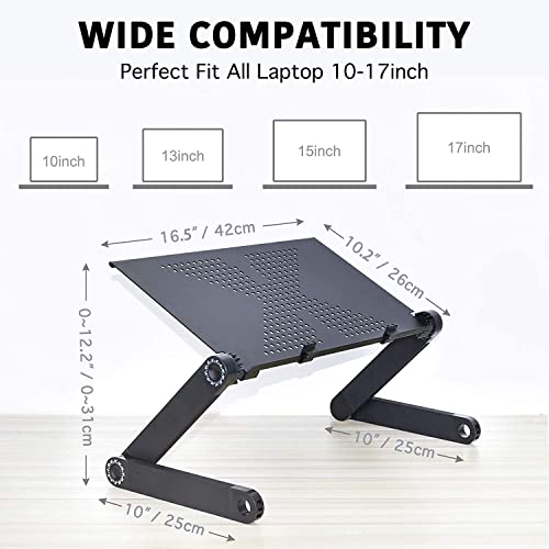 Adjustable Laptop Desk, Portable Lap Stand Table for Home Bed Couch Sofa, Folding Workstation Notebook Riser, Computer Tray Reading Holder