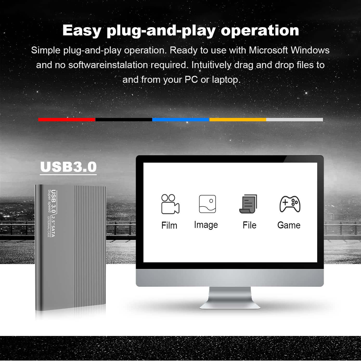 ANGIEHAIE 1TB External Hard Drive HDD USB3.0 External Hard Drive for PC, Mac, Desktop, Laptop, MacBook, Chromebook, Xbox One, Xbox 360 (1TB, Red)