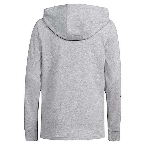 adidas Boys' Long Sleeve Cotton BoS Logo Hooded T-Shirt, Medium Grey Heather, Large (14/16)