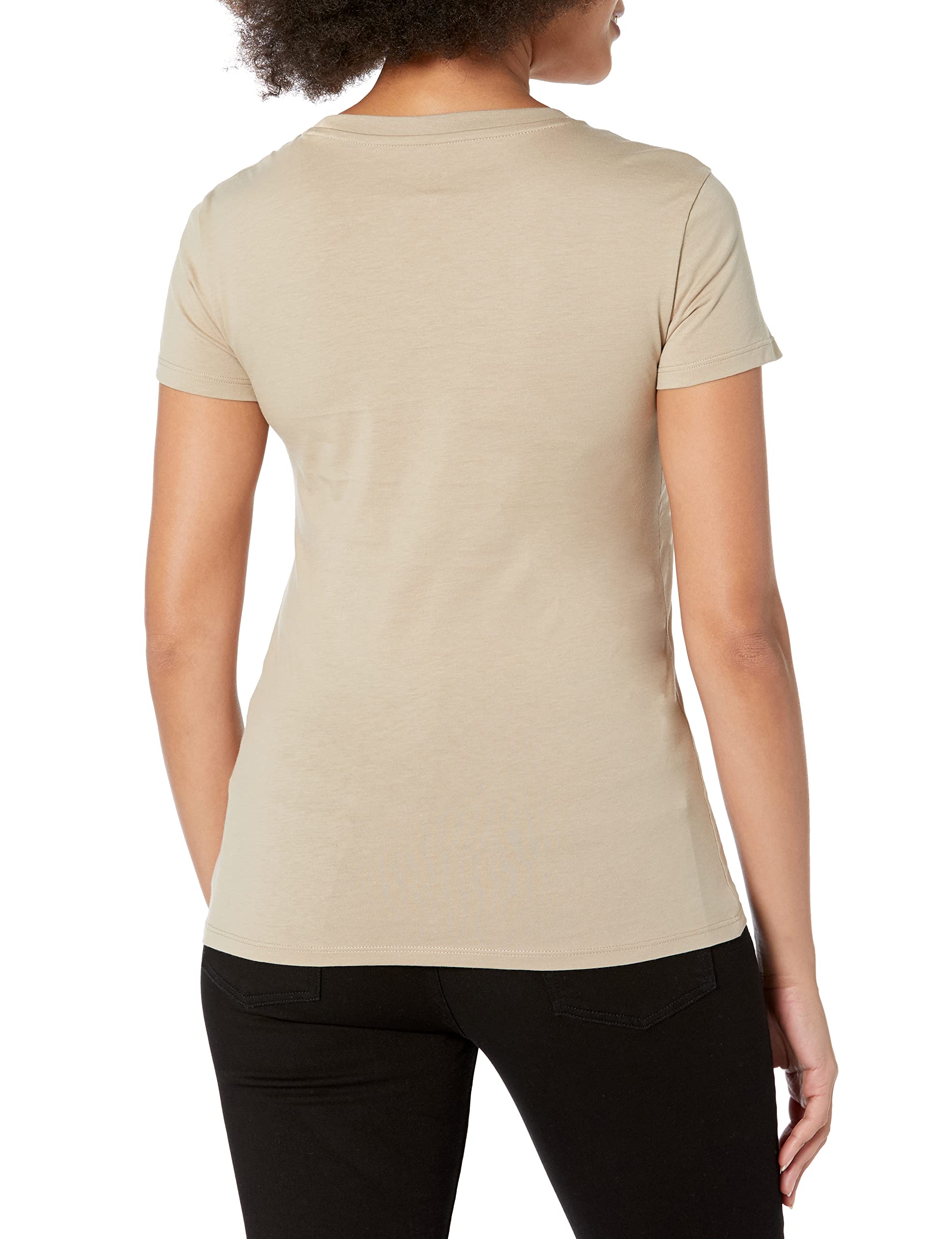 A | X ARMANI EXCHANGE Women's Slim Fit Crew Neck Armani Exchange Color Blocked Logo T-Shirt, Dune, Large