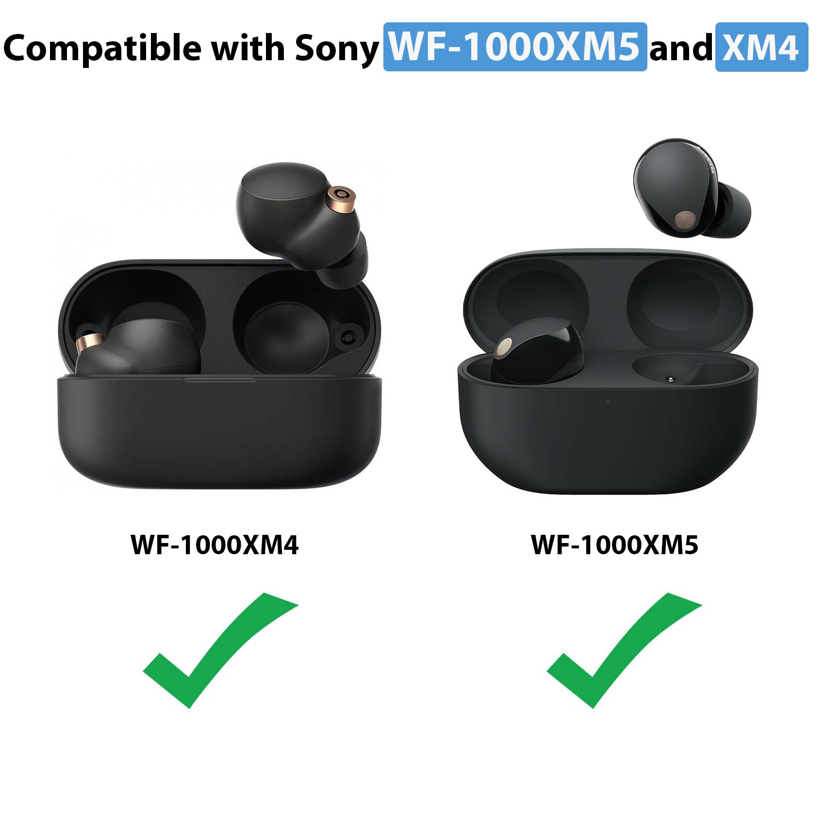 Adhiper Foam Eartips for Sony WF-1000XM5 Headphones,S/M/L 3 Sizes 3 Pairs Polyurethane Memory Foam Earbuds Tips,High Sound Insulation and Anti-Slip Ear Tips.