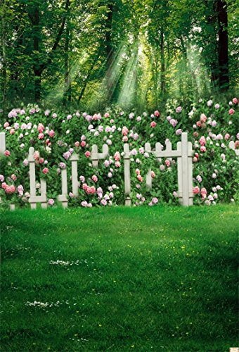 AOFOTO 6x9ft Romantic Garden Photography Studio Background Wedding Backdrop Spring Flowers Fence Meadow Grassland Girl Lovers Baby Kid Toddler Artistic Portrait Forest Photoshoot Props Video Drape