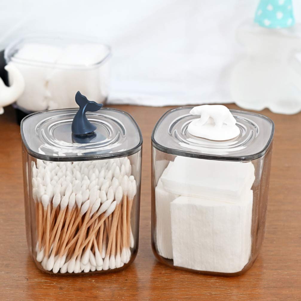 Cabilock Box Cotton Swab Makeup Ball Holder Cotton Pad Storage Cotton Pads Organizer Dispenser Swab Dispenser Container with Lid Cotton Pad Jar Clear Container Earth Tones Storage Rack