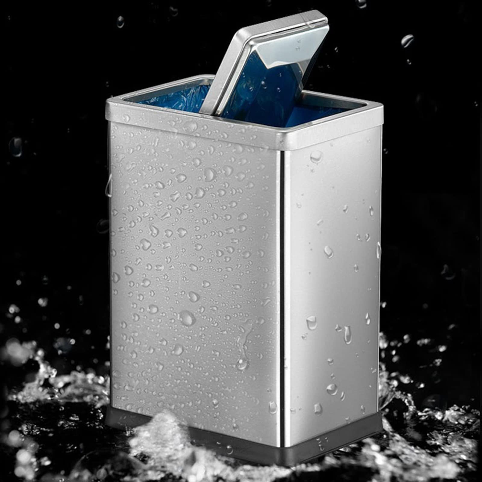CLoxks Trash Cans 10L / 15L Stainless Steel Kitchen Trash Cans with Lid Large Capacity Living Room Bedroom Swing Cover Trash Cans Office Waste Paper Basket Kitchen Garbage can (Size : 15L)
