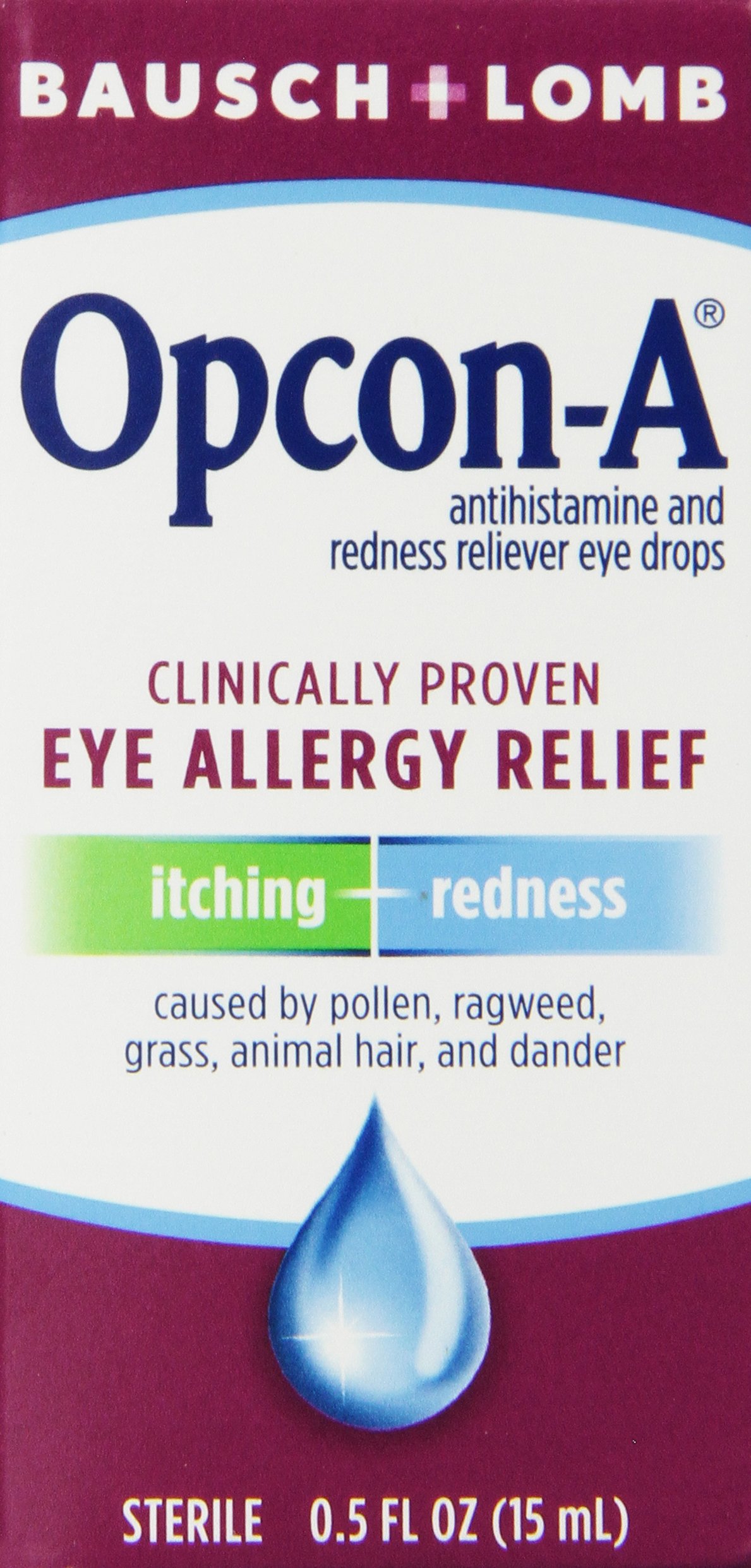 Allergy Eye Drops by Bausch and Lomb, for Itch and Redness Relief, 15 mL