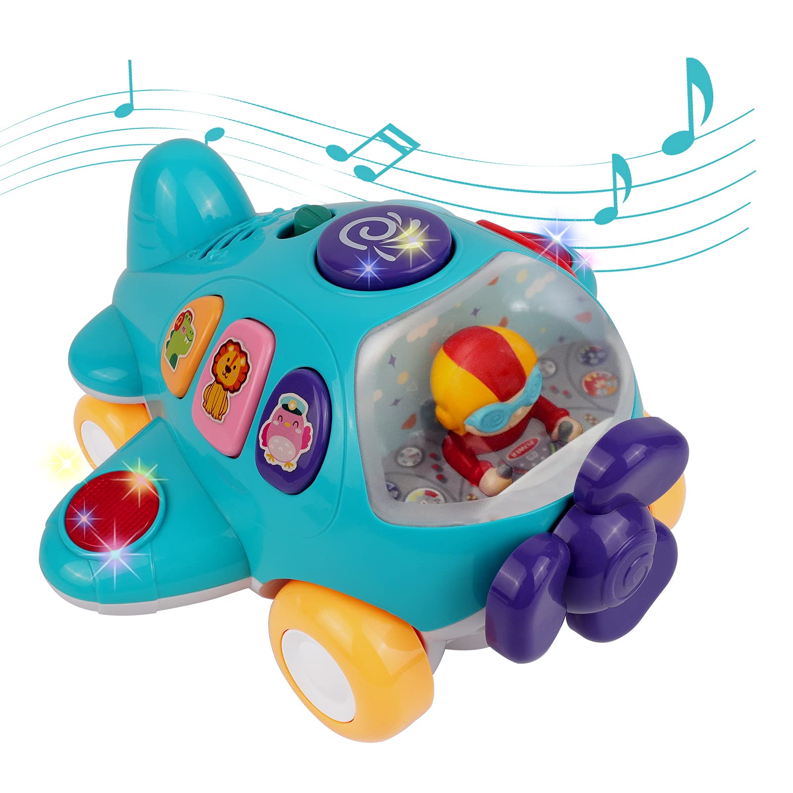 DeXop Musical Baby Toys,18 Months+ Old Airplane Toy Crawls Preschool Learning Toddler Toys,for 2 3 Year Old Baby Boy Gifts and Baby Girl Birthday Toys