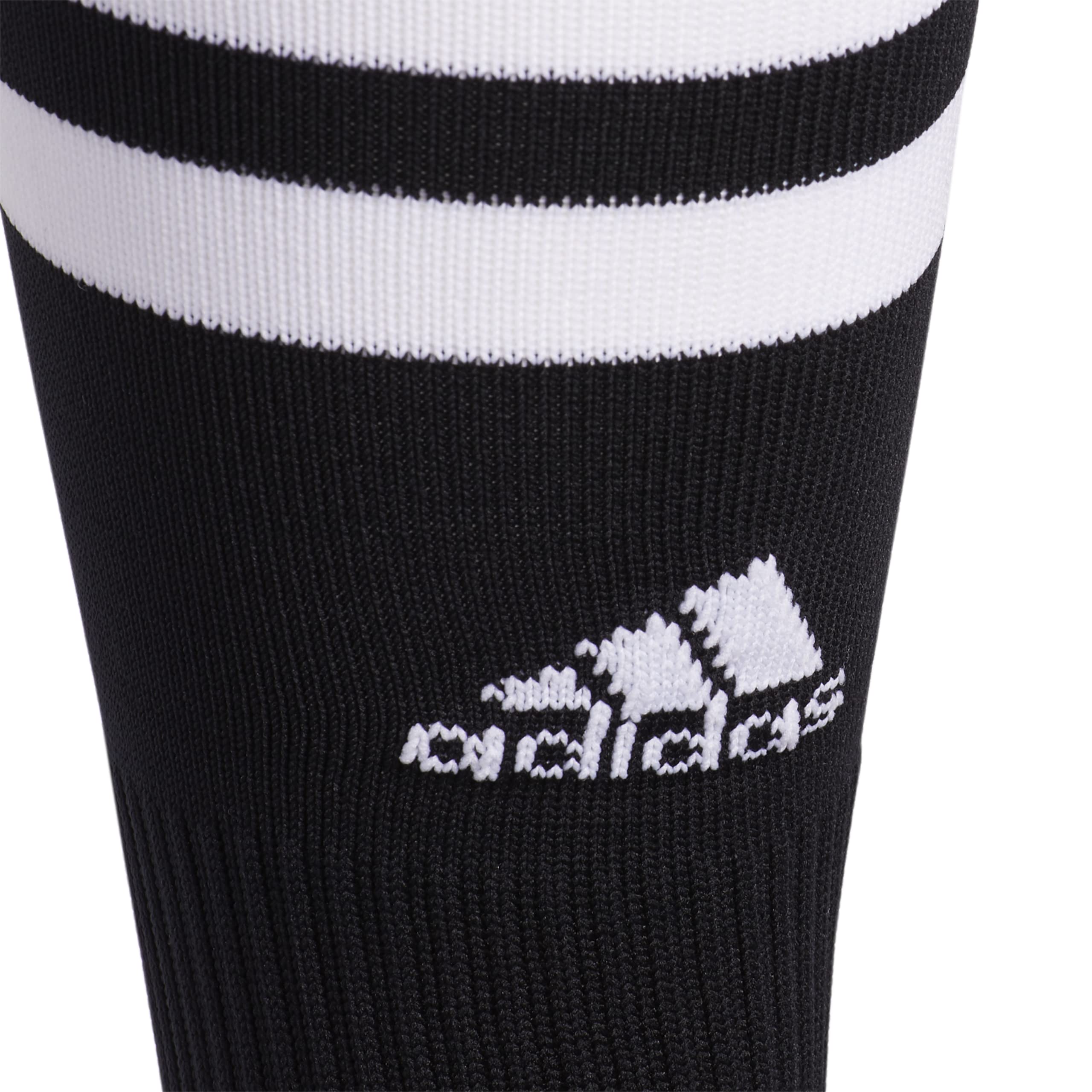 adidas 3-Stripe Hoop Soccer Socks (1-Pair) with Arch Compression for a Secure fit, Black/White, Large