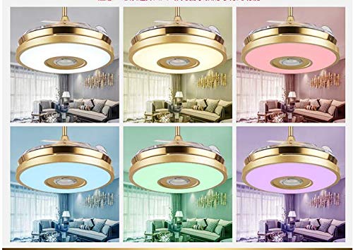 AFANQI 36" Modern Smart Bluetooth Music Player Ceiling Fan With Light, With Remote Control Dimmable 7 Colors 3 Speed Stealth Blade LED Silent Motor Ceiling Fans (36-style 2)