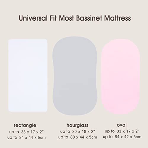 David's Kids 3 Pack Bassinet Sheets, Ultra Soft Silky Breathable Cradle Sheets for Boys Girls Neutral,Univeral Fit for Most Cradle and Bassinet Mattress, White & Light Grey & Pink