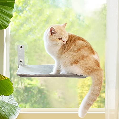 Cat Window Perch,Cat Hammock with 2 Replaceable Covers Shelf,360° Sunny Seat Foldable Space Saving Cat Beds Window Seat with Steel Frame and Strong Suction Cup for Indoor Cats (Large)