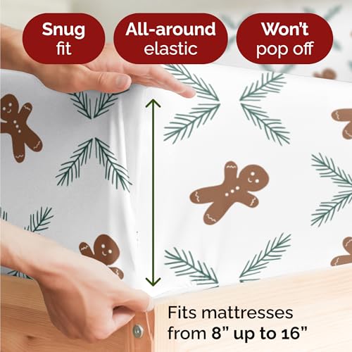 Flannel Christmas Sheets - 100% Cotton Flannel Sheets - Queen Size Sheet Set - Extra Soft & Cozy - Thick Warm Heavyweight Winter Sheets - Gingerbread Deep Pocket Holiday Sheets for Women, Men & Kids