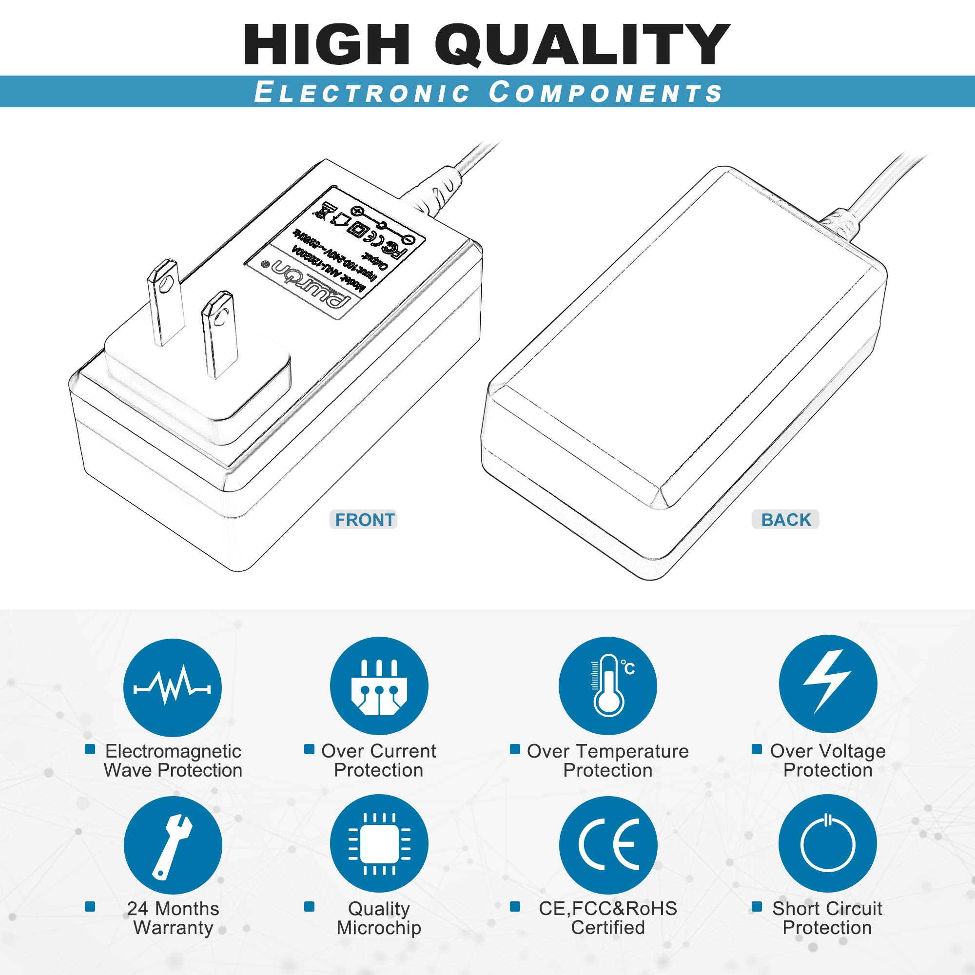 PwrON 12V 2A AC to DC Adapter Compatible with Sony Portable DVD Player AC-FX150 DVP-FX720 DVP-FX730 DVP-FX810 DVP-FX810/L DVP-FX820 DVP-FX970 DVP-FX930 DVP-FX950 DVP-FX955 Power Supply