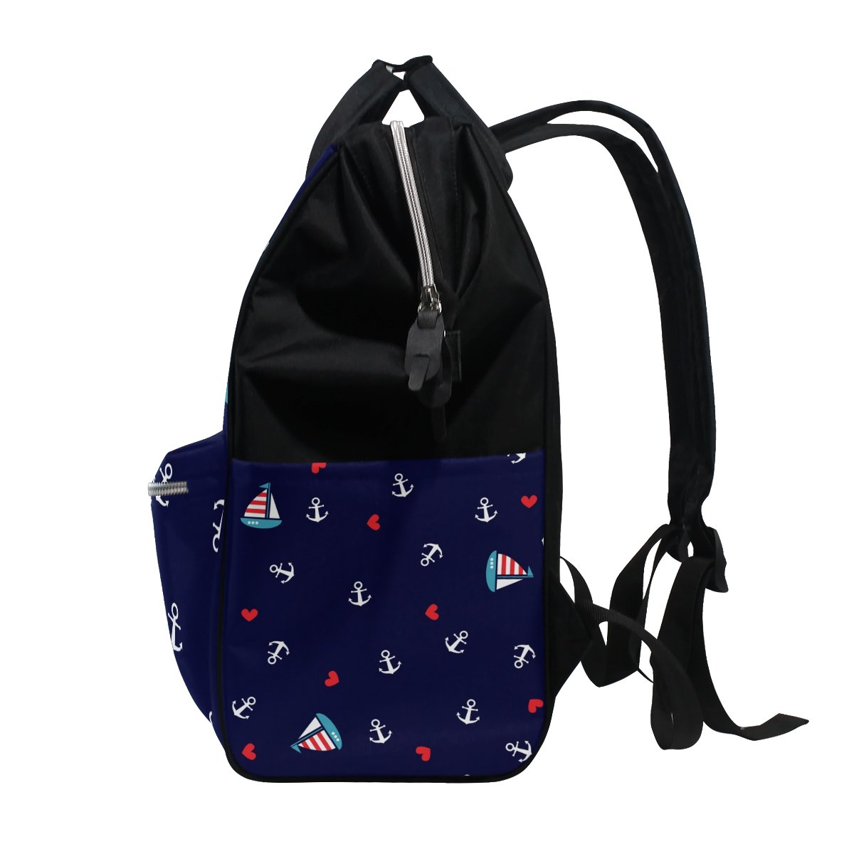 My Little Nest Large Capacity Diaper Bag Cute Anchors Sailboat Durable Multi Function Travel Backpack for Mom Girls