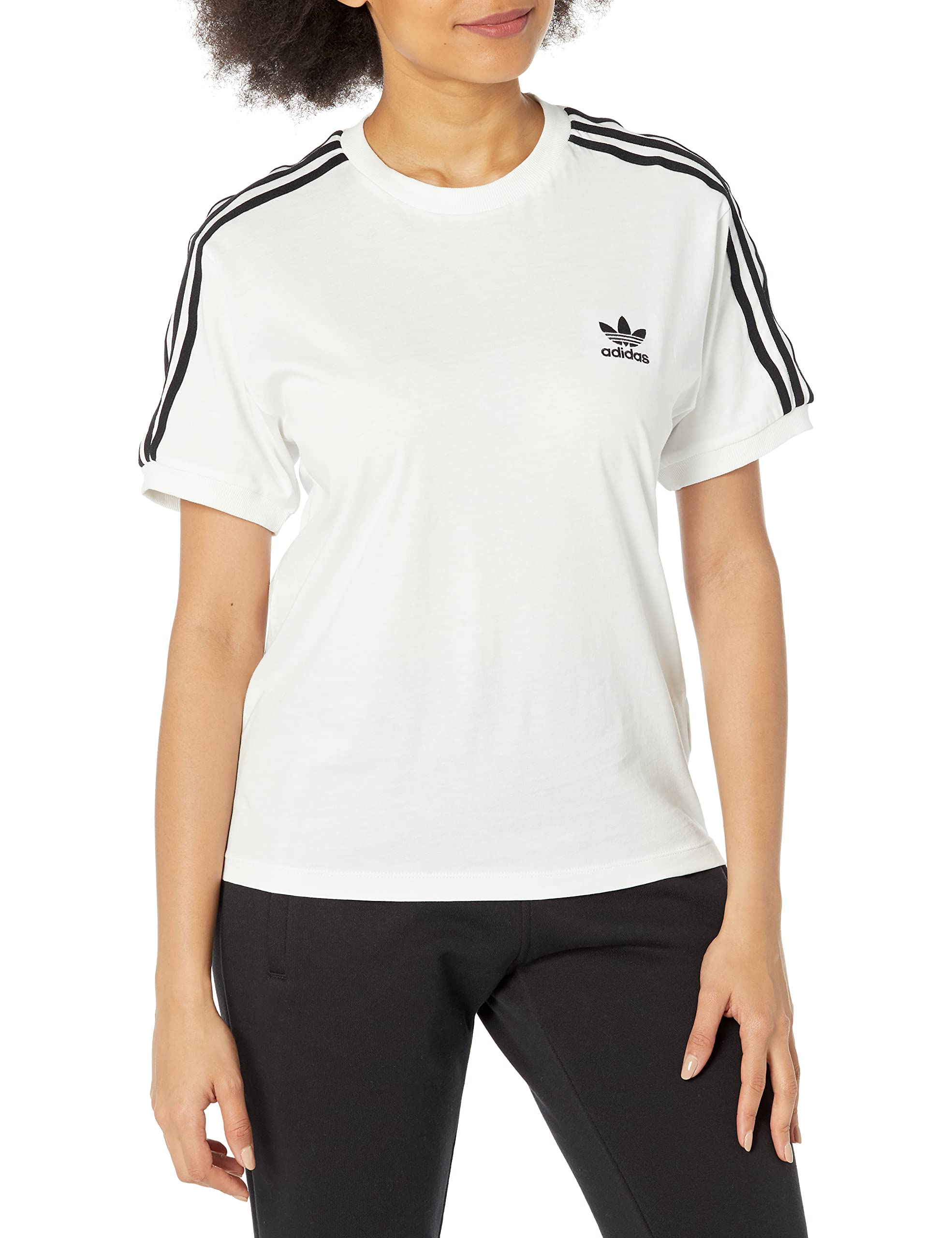 adidas Originals Women's 3-Stripes T-Shirt, Black, Small