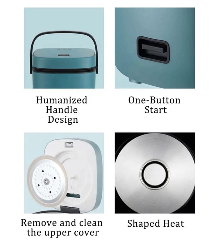 ANNAPURNA DISTRIBUTOR Mini Rice Cooker, Healthy Ceramic Coating 1.2L Small Rice Cooker hold 1-2.5 cups uncooked rice for 1-3 People, Portable Travel Rice Cooker with Steam Tray, Easy to use. (Green)