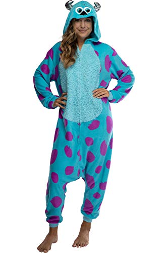 Disney Monsters Inc. Adult Sulley Kigurumi Sherpa Fleece Cosplay Costume One Piece Union Suit (L/XL) Blue
