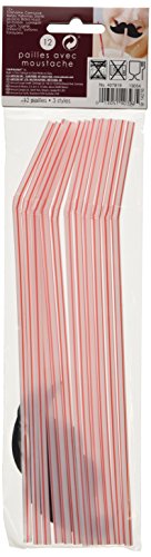 amscan Moustache Straws | 12 Ct.,Multi Color,9 1/4"