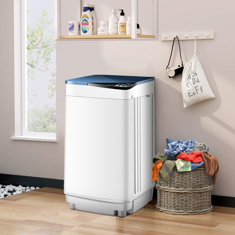 Waterjoy Portable Washing Machines, 7.7 lbs Load Capacity Portable Washer and Dryer Combo with Built-in Barrel Light & LED Display for Household and Apartment (Blue)