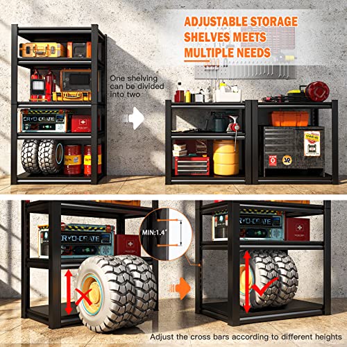 Raybee Storage Shelves Heavy Duty Garage Shelving, 3 Pack, 2050Lbs Loads Adjustable 5 Tier Metal Shelving Unit, Garage Storage Shelves Commercial Storage Rack Utility Shelf Unit, 32.5" W x16 D x63 H