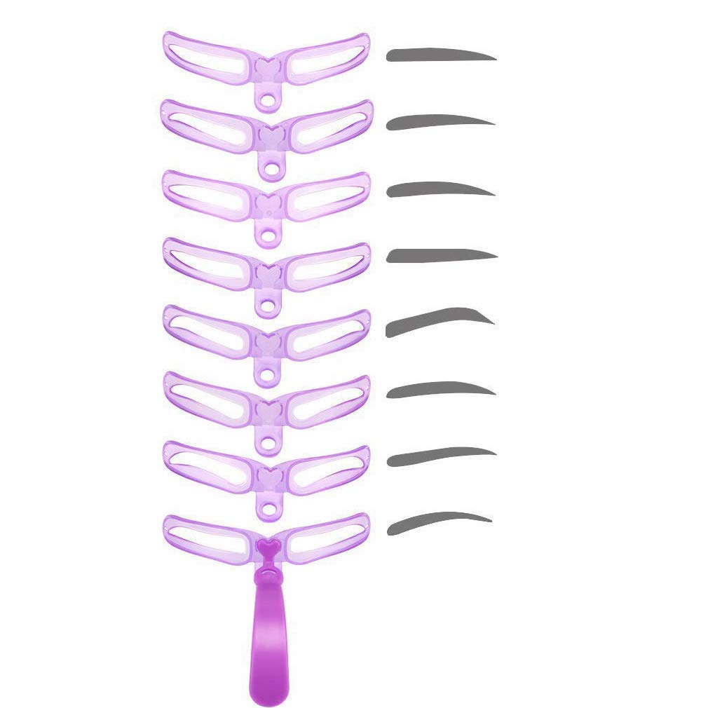 Eyebrow Stencil 8 Styles Eyebrow Template,GOMING DIY Grooming Eyebrow Shaping Kit,Washable Reusable Eyebrow Shaping Template with Handle and Strap