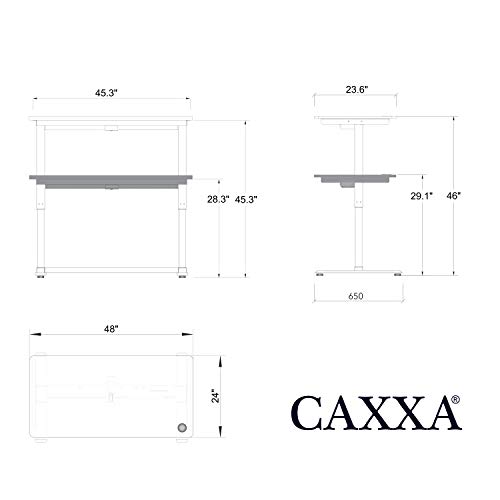 CAXXA Sit Stand Adjustable Height Desk Electric for Home Office (Urban Teak Tabletop, 48" x 24")